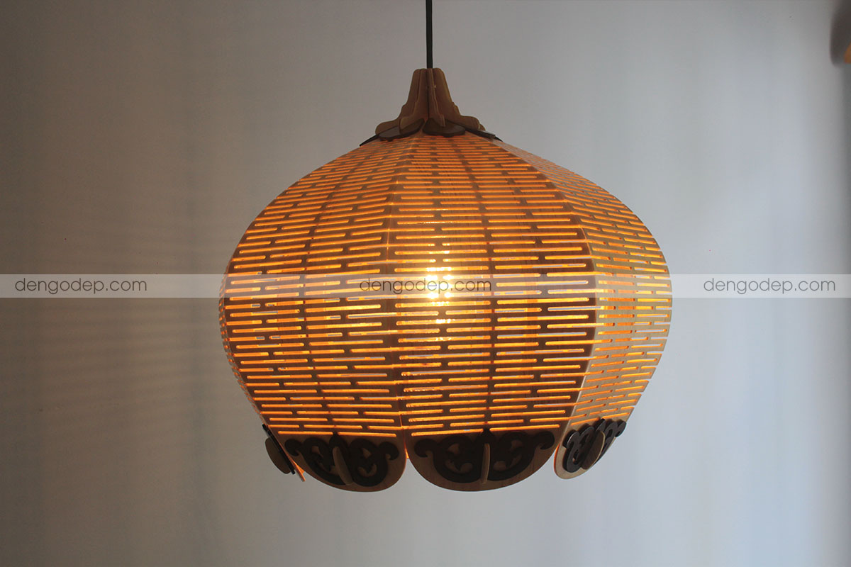 Đèn Gỗ Thả Trần Quả Bí đỏ - Đèn Gỗ Đẹp